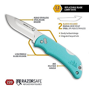 OUTDOOR EDGE Razor Mini Folding Pocket Knife | Compact 2.2" EDC Knife with RazorSafe Replaceable Blades | Perfect Small Everyday Carry | Includes 2 Replaceable Drop Point Blades | Great Gift for Women
