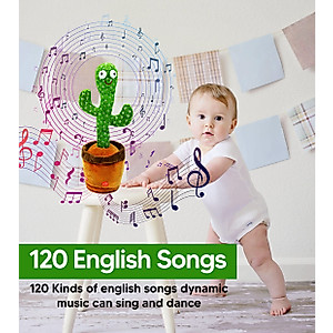 Majesty Trends Dancing Cactus Toy Talking Singing Plush Toy Mimicking Repeats What You Say, Have Recording & 120 Funny Musical Songs Wiggly Dance with Lighting Funny Kids Gift