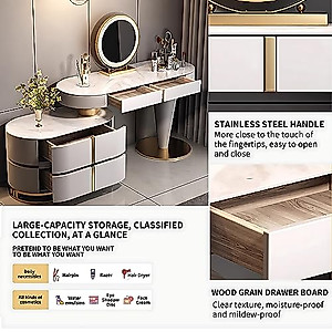 ZGNBSD Luxury Vanity Table Set - Makeup Table with Drawers,Stool & Smart Mirror,Solid Wood Bedroom Vanity | for Her