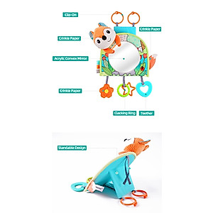 Koty Infant Car Seat Toy - Kick and Play Activity Center with Mirror, Teether and Crinkle Paper, Fun Travel Baby Toy for Rear Car Seat, Easier Drive with Newborns, Babies