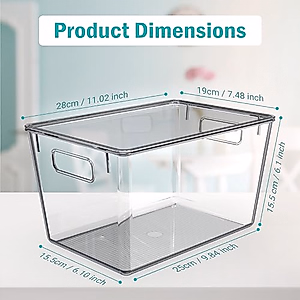 YAN & HIN 10pcs/ Set Clear Large Storage Bins with Lids, Versatile Pantry Storage Solution - Transparent, Stackable, and Durable for Organized Home and Office (11 "L x 7.5" W x 6 "H)