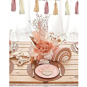 15PCS DIY Boho Rainbow Party Tassel Banner Dusty Rose Pink Kraft Brown Cream Paper Garland Streamer Wedding Baby Shower Birthday Outdoor Nursery Garden Hanging Decoration