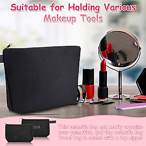 Weewooday 8 Pieces Canvas Cosmetic Bags Plain Makeup Pouch with Zipper Blank DIY Bags for Travel Toiletry Makeup Cosmetic Stationery (Black,11.8 x 7.48 x 2.76 Inches)