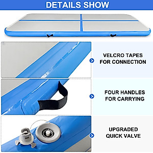 10ft Inflatable Gymnastics Tumbling Mat 4" Thick Air Tumble Track Gymnastics Training Mat with Electric Air Pump for Home Use/Tumble/Gym/Exercise/Training/Cheerleading/Yoga/Parkour/Beach/Park/Water