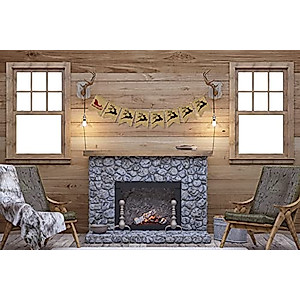 Santa's Sleigh & 7 Reindeer Burlap Banner - Ready to Hang Holiday Decor - Festive Christmas Seasonal Winter Decoration - Santa Sleigh Xmas Party Decorations - Santas Sleigh Garland by Jolly Jon