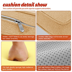 mudilun Bench Cushion for Indoor/Outdoor with Velcro Non-Slip Patio Furniture Cushions Durable Thickened Piano Chair Pads for Window Shoe Kitchen Dining Room Cushions (30x14x3, Khaki)