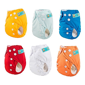ALVABABY 6pcs with 12 Inserts Baby Cloth Diapers Pocket Newborn Diaper for Less Than 12pounds Baby Snaps Cloth Diapers Nappy