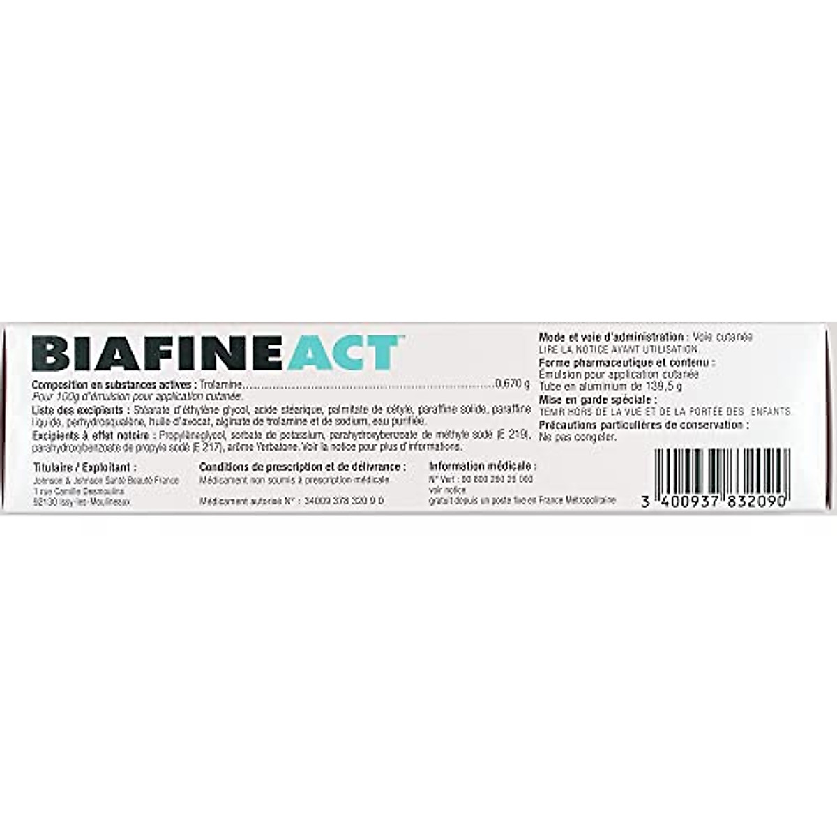 Biafine ACT Emulsion for Topical Application 139.5gr