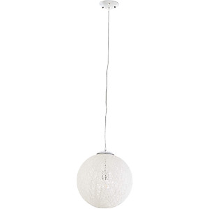 Modway Spool Woven Cotton 16" Round Pendant Light Chandelier in