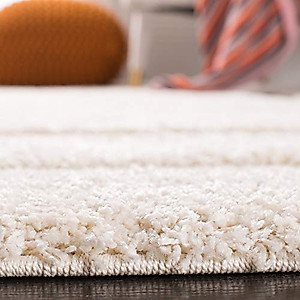 SAFAVIEH Florida Shag Collection Area Rug - 5'3" x 7'6", Creme & Creme, Border Design, Non-Shedding & Easy Care, 1.2-inch Thick Ideal for High Traffic Areas in Living Room, Bedroom (SG454-1111)