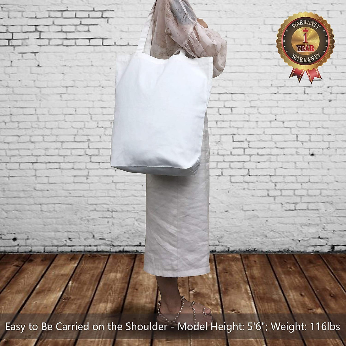 TOPDesign 2 | 6 | 12 Pack Super Strong Large 17.5"x16.5"x5" 10oz Cotton Canvas Tote Bag, Reusable Grocery Shopping Bags, Blank White Bags for Crafts, DIY Your Creative Designs (Pack of 2)