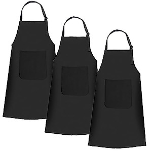 Yhywcy Bib Apron Adjustable Black Apron for Men Women Kitchen Apron Cooking Apron Service Apron Work Apron Nail Styling Apron (3pcs With pockets)