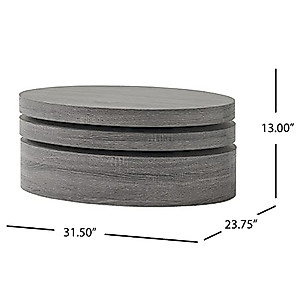 Christopher Knight Home CKH Small Oval Mod Rotatable Coffee Table, Black