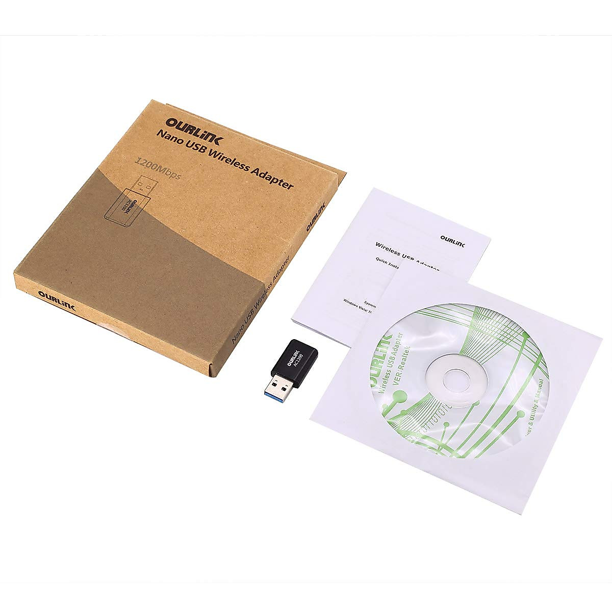 OURLINK Wireless USB 1200Mbps USB WiFi USB 3.0 Dual Band (2.4GHz/300Mbps + 5.8GHz/867Mbps) 802.11ac/b/g/n WiFi Adapter PC/Desktop/Laptop, Support Windows 10/8.1/8/7, Mac OS 10.6-10.15