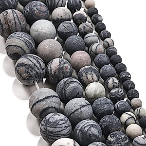 YU 1strand 4/6/8/10/12mm Matte Black Web Jaspers Stone Round Loose Spacer Beads for Bracelet Jewelry Makings Supplies T314 (Color : Web Jaspers Stone, Item Diameter : 10mm)