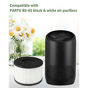 BS-03 Filter Replacement Compatible with PARTU and Slevoo BS-03 Air Purifier, H13 True HEPA and Activated Carbon Filter, Part# U & X, 2 Pack