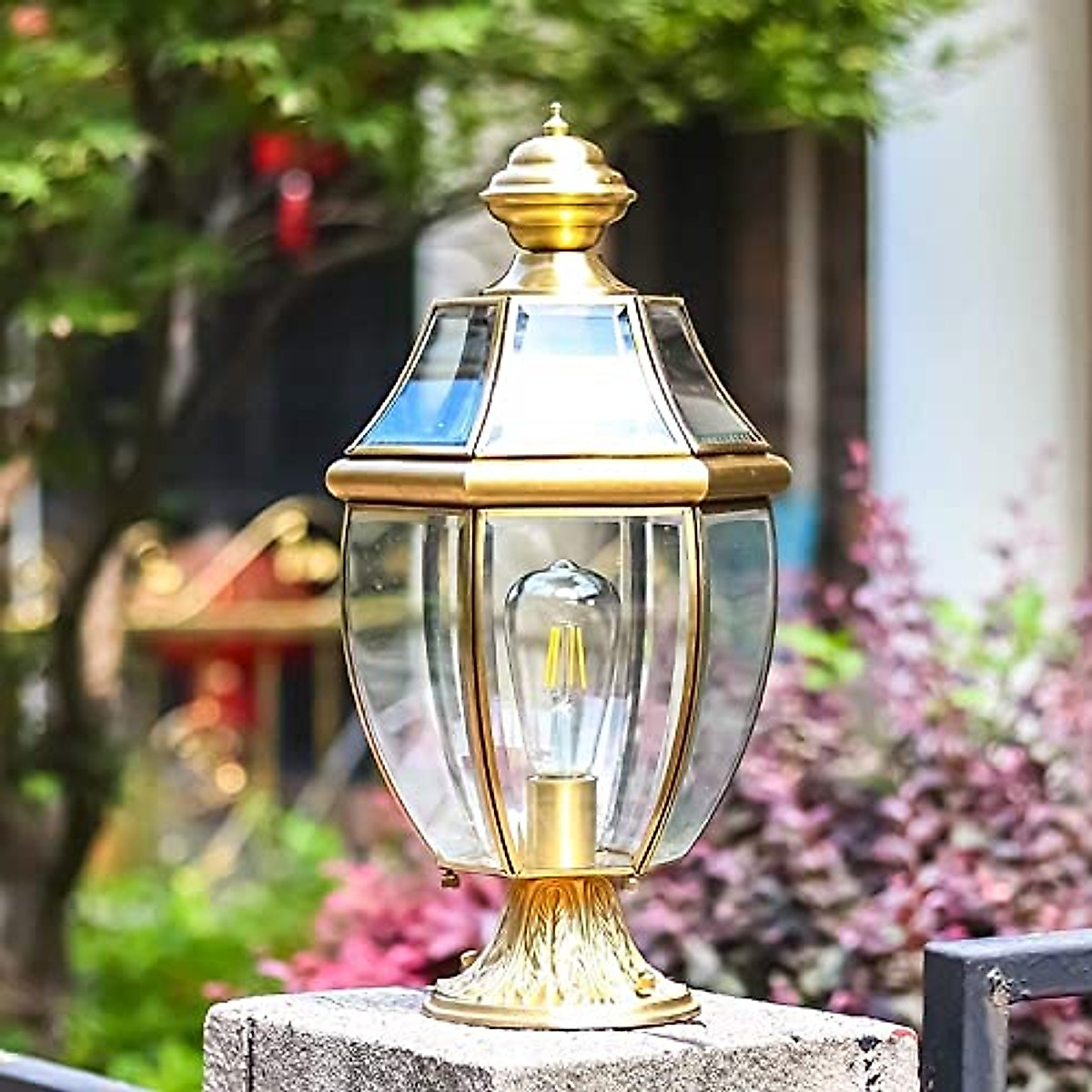 MODEBHD Retro European E27 LED Garden Landscape Waterproof Column Lamp Post Pillar Light Vintage Outdoor Table Lamp Rainproof Lawn Garden Lights Aluminum Street Post Lights