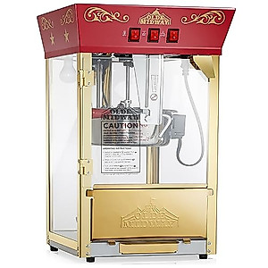Olde Midway Movie Theater-Style Popcorn Machine Maker with 10-Ounce Kettle - Red, Vintage-Style Countertop Popper