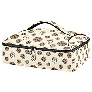 Kcldeci Insulated Thermal Food Carrier Insulated Casserole Carrier for Hot or Cold Food,Dog Cartoon Cookie Insulated Tote Bag for Potluck Cookouts Parties Picnic,Lasagna Lugger