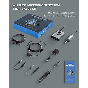 ttstar Wireless Microphone System Headset/Stand/Lavalier Mic with Rechargeable Bodypack Transmitter Receiver for PA Speaker, Camera, Recording, Teaching, Church