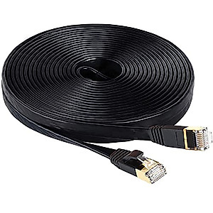 LEKVKM Cat 6 Ethernet Cable 75 ft High Speed RJ45 Internet Cable for Outdoor & Indoor Support CAT6 Network Solid Slim Flat Black Computer LAN for PC