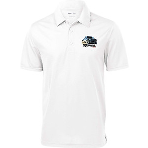 Ford F-150 Raptor Pocket Print Textured Polo, White Small