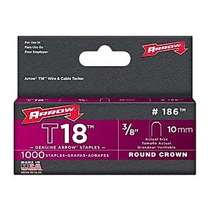 3/8" T-18 Round Crown Staples 1000/BX - No. 186