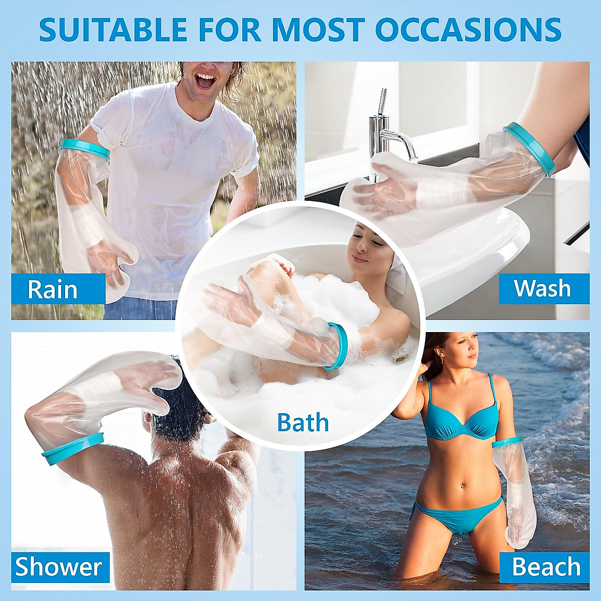 UpGoing Cast Covers for Shower Arm Adult Waterproof Arm Cast Cover Shower Protector Bag for Wound Arm, Hands, Wrists, Elbow, Finger to Keep Wounds Dry [2024 New Reusable]