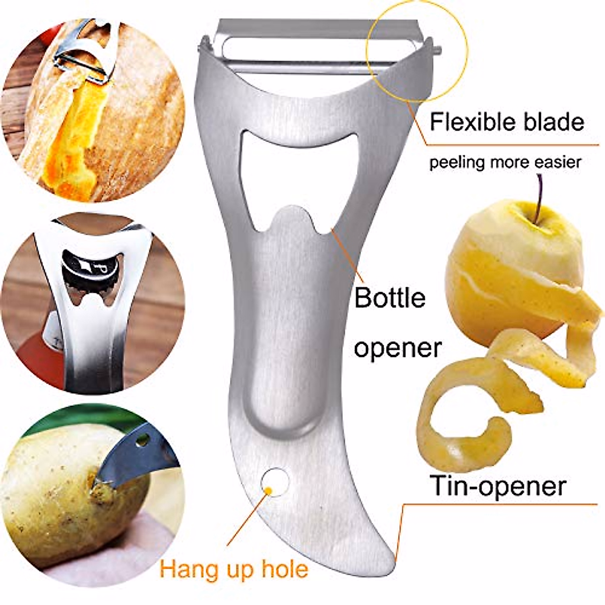 KISTARCH 9Inch SK5 Kitchen Shears,HeavyDuty Poultry Scissors forChicken,Fish,Meat,Vegetables,BBQ Multi-Function Vegetable Peeler with Beer Open and Potato-Eye Remover for Potatoes,Apples,Carrots,Fruit