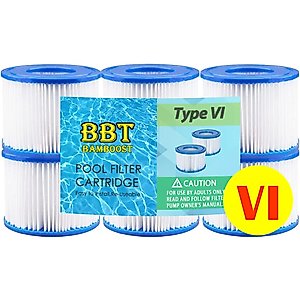 BBT BAMBOOST VI Spa Filters Replacements for Bestway Type VI, Lazy-Z-Spa, 90352E Coleman SaluSpa hot tub Filter, 6 Pack