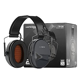 Defender Safety Decitech E1 Electronic Active Hearing Protection, Shooting, Range, Hunting, Tactical Earmuffs, 24 NNR Rated. (Black)