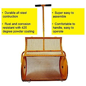 SIMPO Peat Moss Spreader Compost Spreader Lawn & Garden Spreader 24" x 16" x 59" Long Adjustable Handle