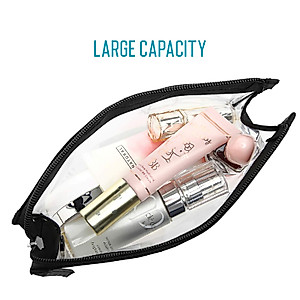 Cambond Clear Makeup Bags, Waterproof TSA Approved Toiletry Bag Clear Travel Bags Clear Cosmetics Bag for Vacation, Clear Pencil Case Stationary Organizer - 8.6 x 2.4 x 5.5 inches, 2 Pack