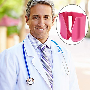 3 Pieces Stethoscope Holder Clip Plastic Nursing Waist Belt Stethoscope Holder Clip for Nurses Physicians(Cyan, Purple, Red)