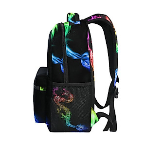 Fire Rainbow Dragon School Backpack Black Bookbag for Boys Girls Elementary School Casual Travel Bag Computer Laptop Daypack