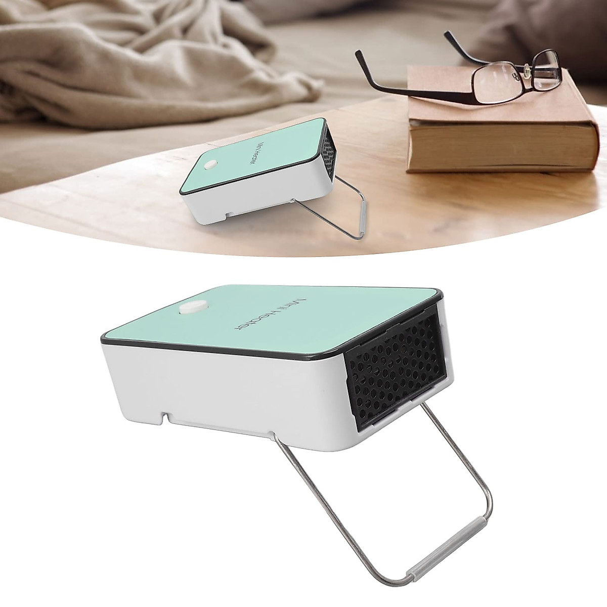 ciciglow Mini Air Heater, Desktop Heater with Rotatable Bracket Cyan Mute Quick Heating Electric Air Warmer for Home Room Office (US Plug 110V)