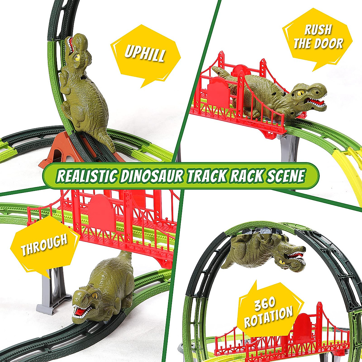𝐓𝐎𝐘 𝐃𝐄𝐀𝐋𝐒 𝐈𝐍 𝐎𝐔𝐓𝐋𝐄𝐓 Dinosaur Race Track Train Toys, Flexible Dinosaur Train with LED Roaring Lights, Dino Toys & Dino Eggs, 3 Year Old Boy Birthday Gift