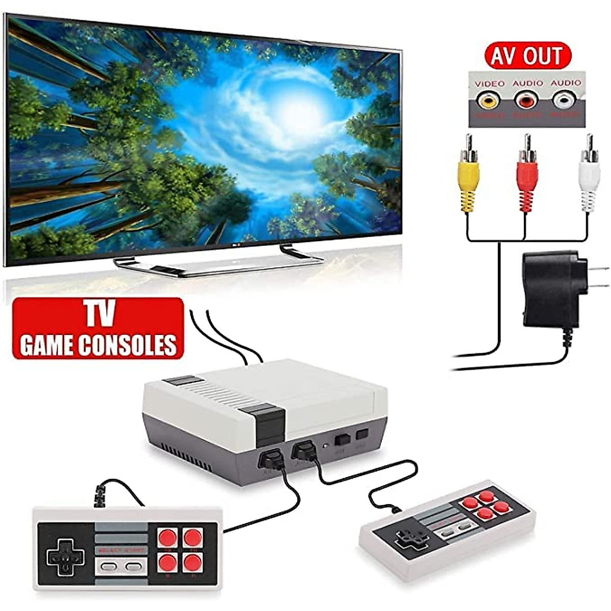 Beioerlu Retro Game Console, 620 Classic Games Console, AV Output Video Games with 2 Controllers - Gift for Kids and Adults
