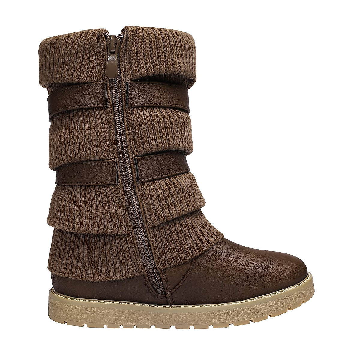 DREAM PAIRS Little Kid Klove Brown Faux Fur Lined Mid Calf Winter Snow Boots Size 2 M US Little Kid