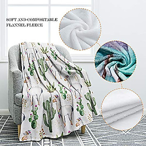 Jekeno Llama Alpaca Throw Blanket Cute Soft Blanket for Sofa Chair Bed Office Travelling Camping 50"x60"