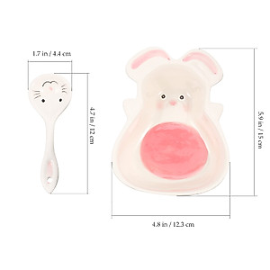 Cabilock Easter Fruit Bowl Easter Bunny Candy Bowl Rabbit Shape Ceramic Sauce Dish Dipping Bowl Snack Appetizer Salad Serving Plate Nut Side Dish With Spoon for Spring Table Decor