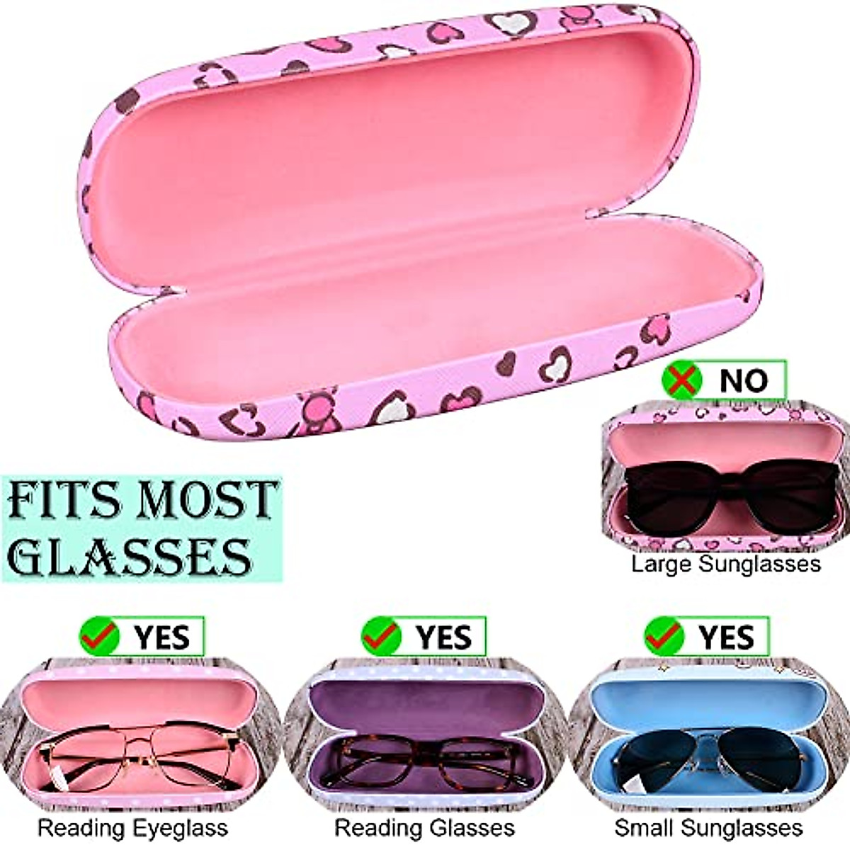 ADBGV 3Pack Cute Kitty Hard Shell Eyeglasses Cases Cartoon Protective Case with Glasses Cloth Storage Box Eyewear Retainer Holder for Girl Teen