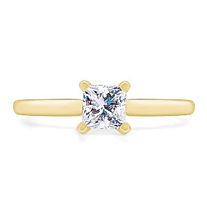 Jewel Zone US Princess Cut White Cubic Zirconia Anniversary Solitaire Ring in 14k Gold Over Sterling Silver (0.25 Carat)