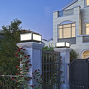 AILICIN Pillar Lamp Post Light, Tempered Glass Shade，Fence Deck Cap Light Lantern Column Lamp for Flat Surface Patio Garden Decoration with IP55 Waterproof E26 LED Bulb (Electric Powered)