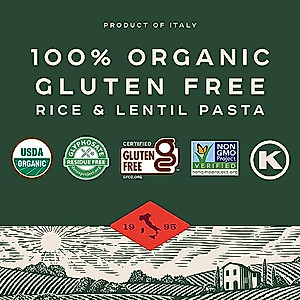 Bionaturae Penne Rigate Pasta Noodles - Gluten Free Pasta Organic, Rice & Lentil Pasta, Kosher Certified, High Protein, Non-GMO, USDA Certified, Gluten Free Pastas, Crafted in Italy - 12 Oz, 6 Pack