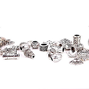 Incredible art 100-Piece Bali Style Jewelry Making Metal Bead Caps Deluxe New Mix, Silver