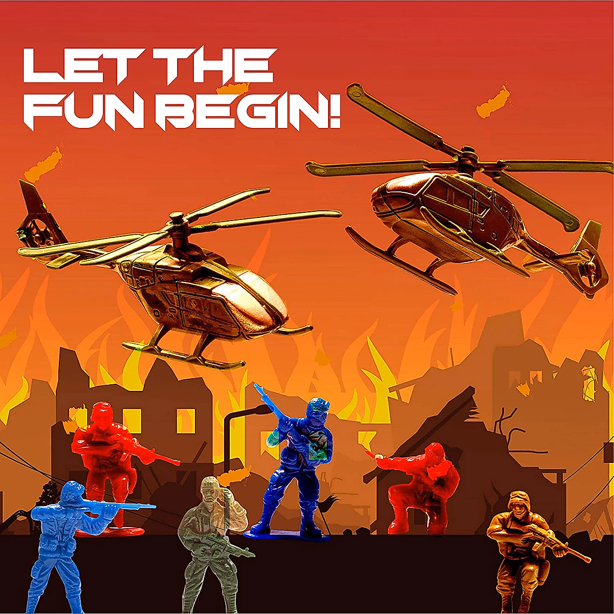 JaxoJoy 200-Piece Army Toys Set - Includes Army Men Action Figures, Military Vehicles, Helicopters, Tanks, Boats, Forts, Tents, and More - Durable Plastic Toy Soldiers for Boys, Army Playset for Kids