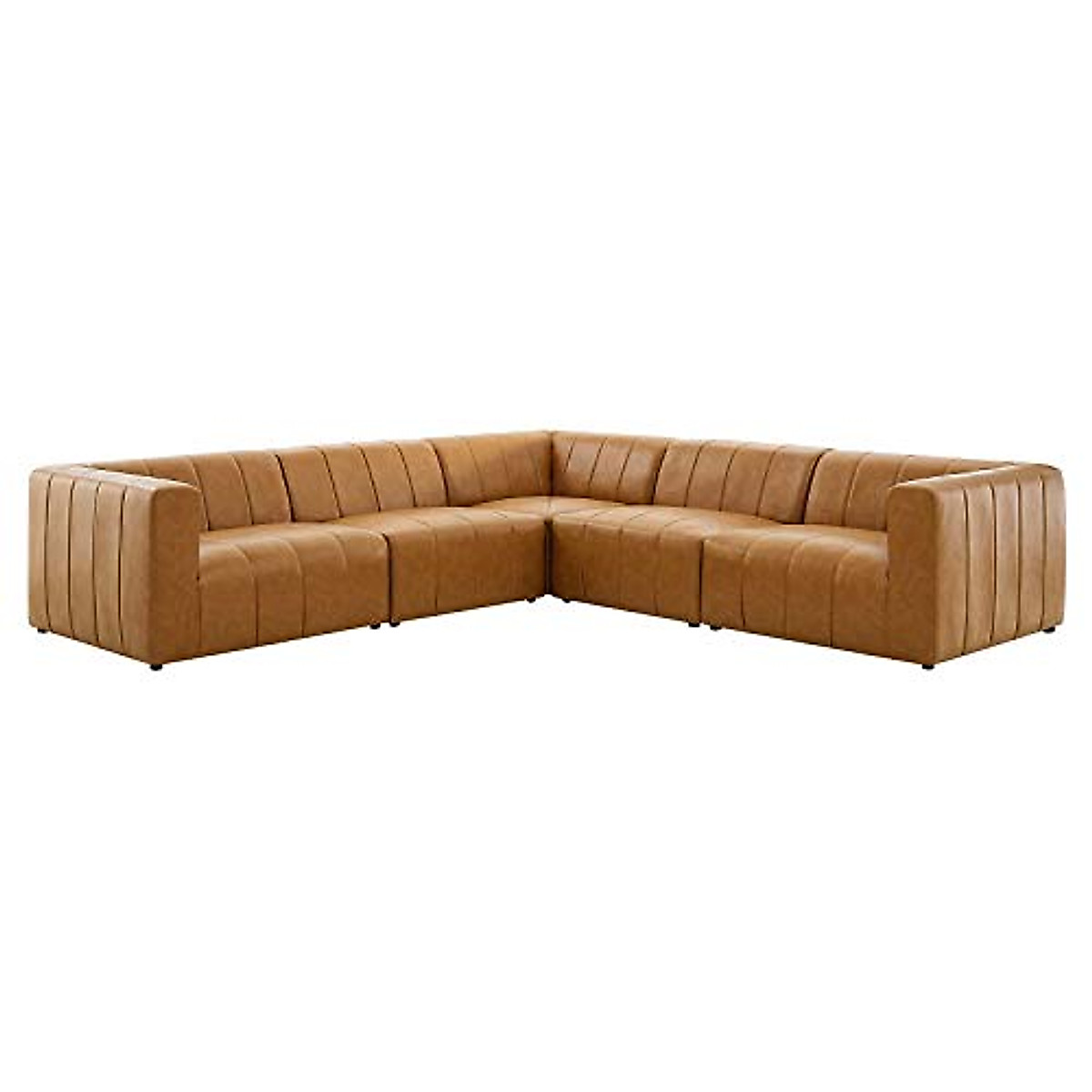 Modway EEI-4532-TAN Bartlett Vegan Leather Vegan Leather 5-Piece Sectional Sofa, Tan