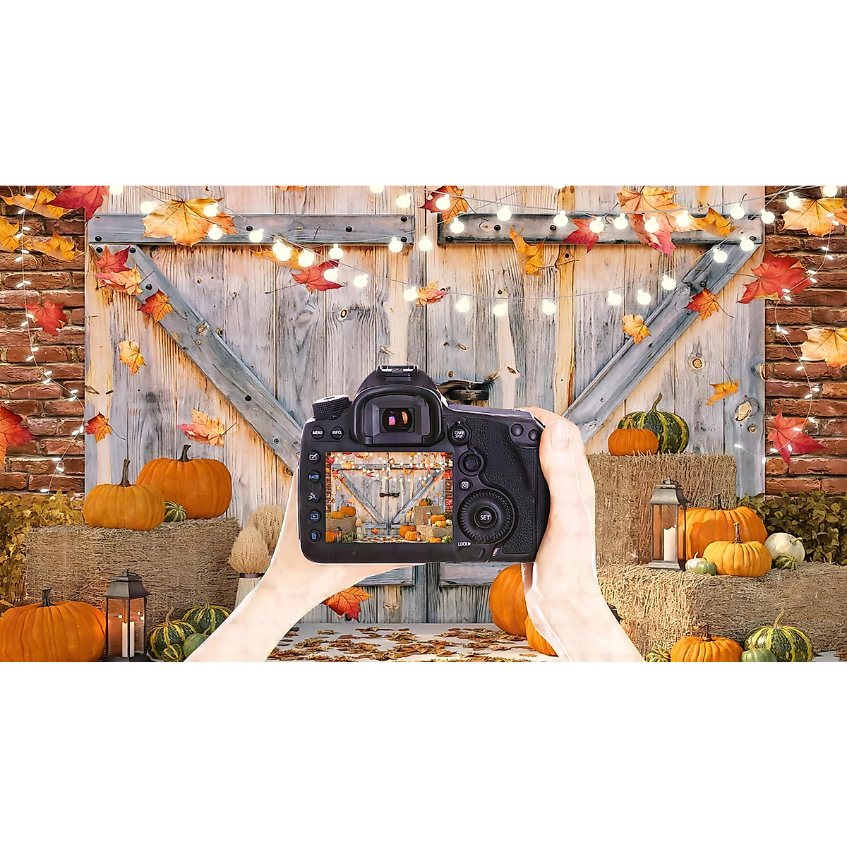 YYNXSY Fall Thanksgiving Backdrop Autumn Pumpkin Harvest Barn Background Hay Maple Leaves Baby Shower Banner Supplies Photo Booth Prop 10X8FT YY-2515