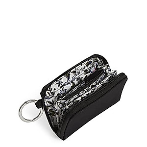 Vera Bradley Women's Cotton Petite Zip-around Wallet With RFID Protection, Black - Recycled Cotton, One Size